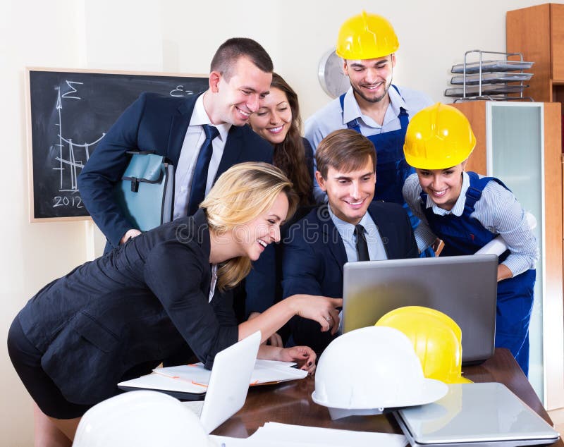Smiling Architectural Engineers Having Meeting Stock Photo - Image of ...