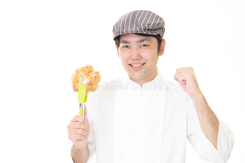 Smiling Asian baker stock photo. Image of face, health - 126996230