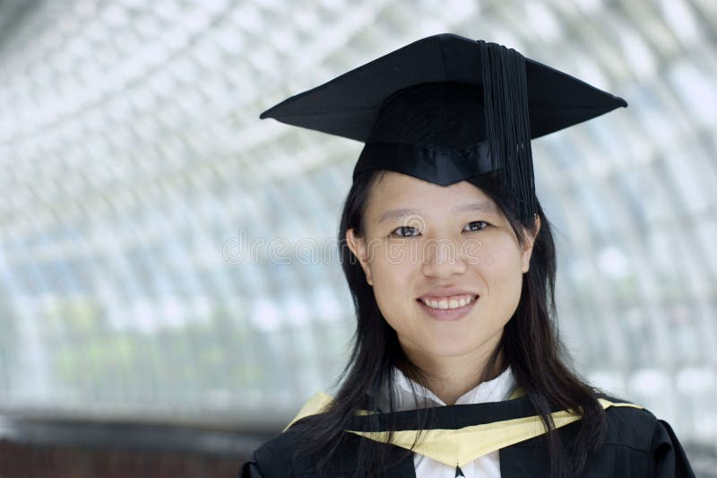Smiling Asian Chinese Lady Graduate Stock Image - Image of woman, smile ...