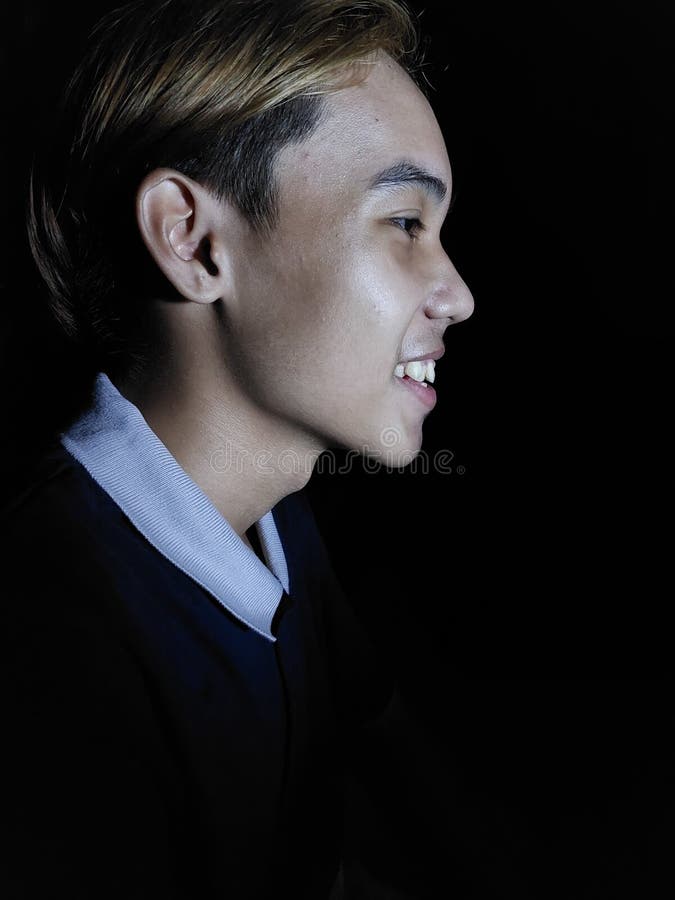 A Smiling Asian Man Side Profile Stock Photo - Image of asian, profile ...