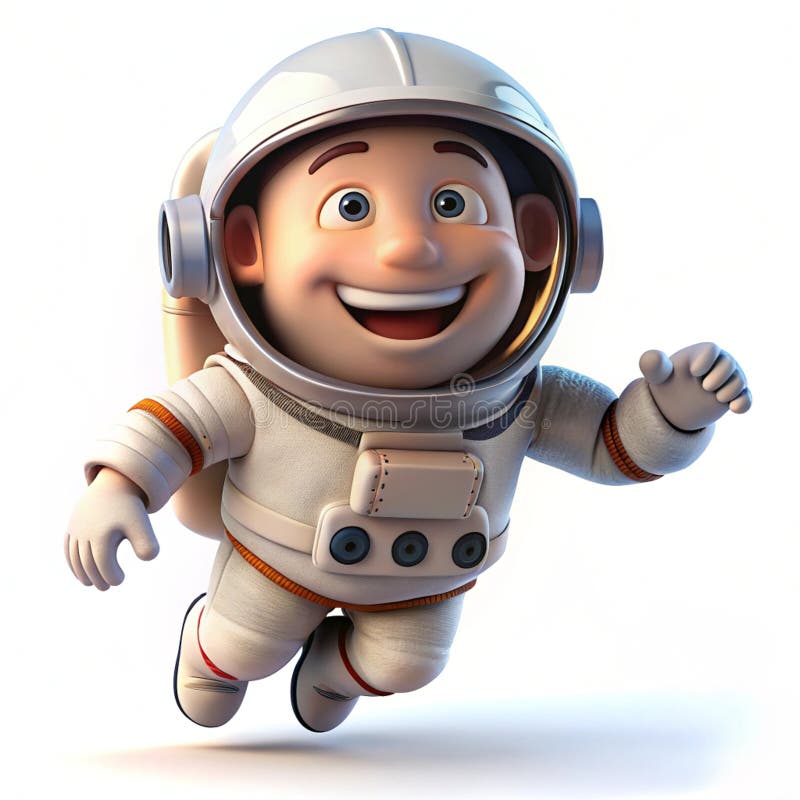 Smiling Astronaut Character Floating in Space Stock Illustration ...