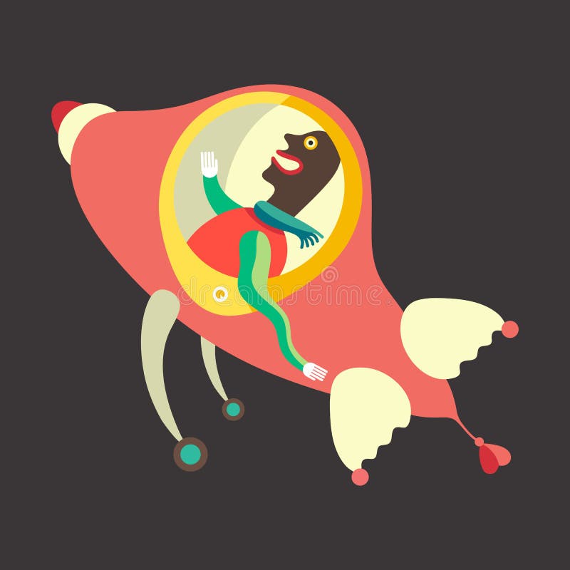 Smiling Astronaut Inside the Rocket. Stock Vector - Illustration of ...