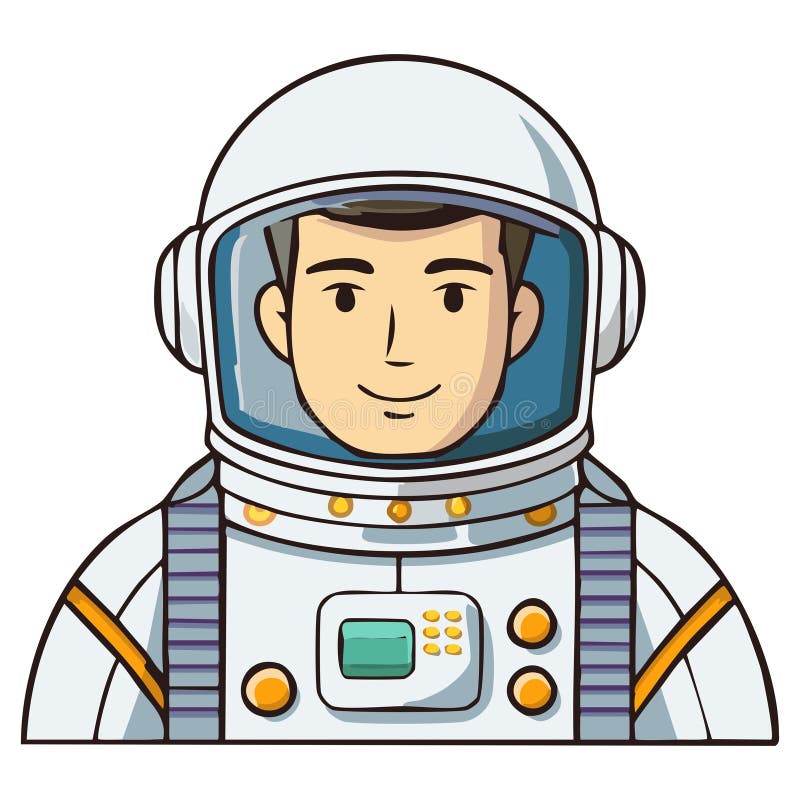 Smiling Astronaut in a White and Blue Space Suit Illustration Stock Vector - Illustration of ...