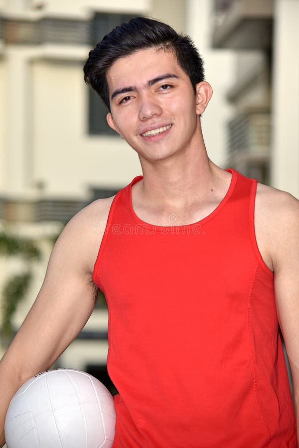 Smiling Athletic Diverse Male Volleyball Player Stock Image - Image of ...