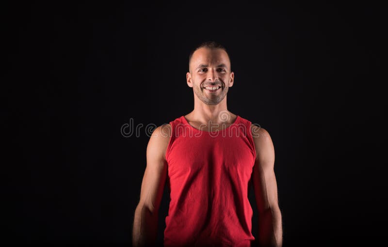 Smiling and Athletic Man in Tank Top Stock Photo - Image of space ...
