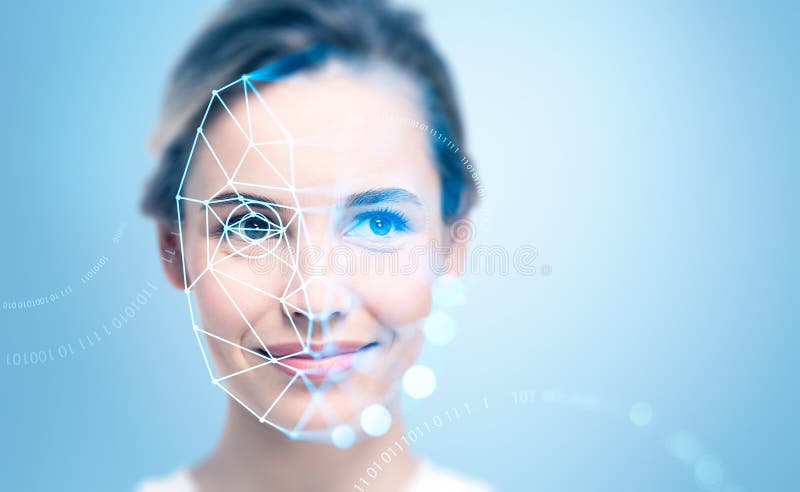 Smiling Attractive Businesswoman with Facial Recognition by Digi Stock ...
