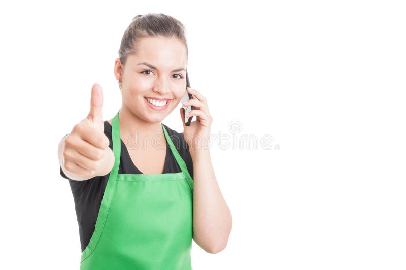 Smiling Attractive Employee Calling Somebody Stock Image - Image of ...