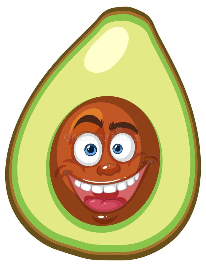 Smiling Avocado with Expressive Face Stock Vector - Illustration of ...