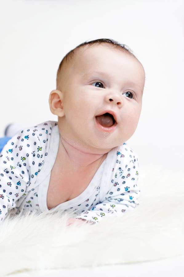Smiling 18 Months Baby with Tablet Computer at Home Stock Image - Image ...