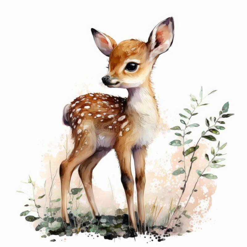 Smiling Baby Deer Clip Art Image on White Background Generative AI ...