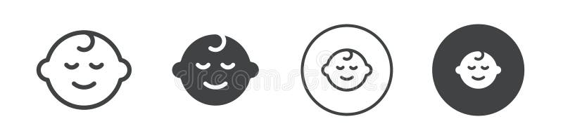 Smiling Baby Face Icon Vector Logo Outline Stock Vector - Illustration ...