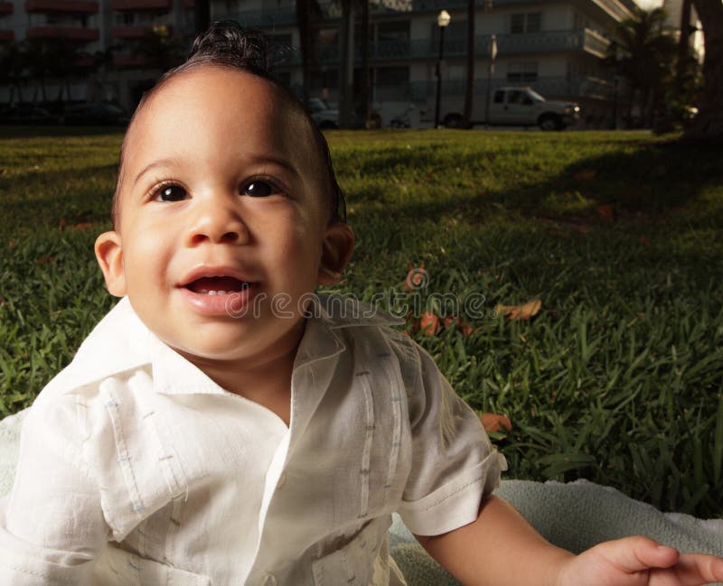 Smiling baby outside stock photo. Image of toddler, baby - 9502822