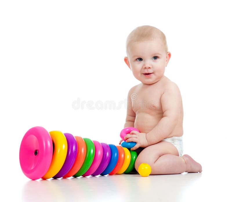 Smiling Baby Playing with Color Toy Stock Photo - Image of cute ...
