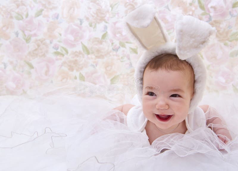 Smiling Baby in Rabbit Costume Stock Photo - Image of cute, beautiful ...