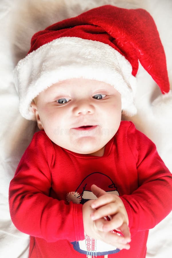 Smiling Baby with Santa Cap Stock Photo - Image of baby, child: 85287512