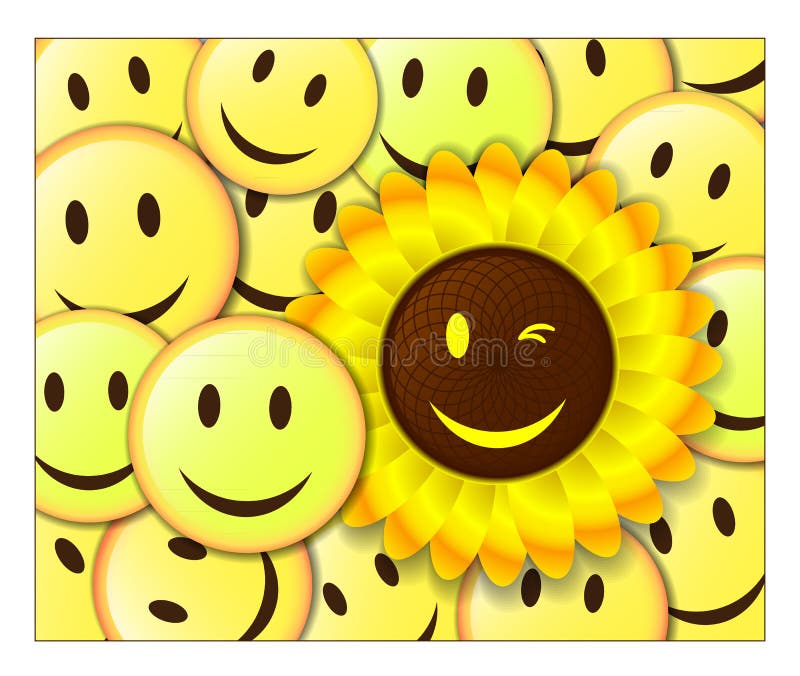 Smiley face sunflower stock vector. Illustration of cute - 30618595