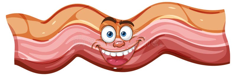 Smiling bacon strip stock vector. Illustration of protein - 326073432