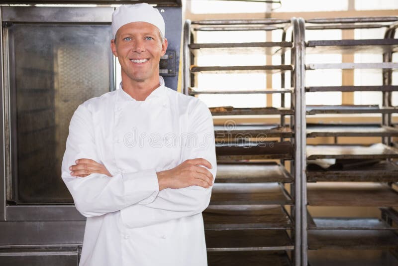 Smiling Baker Looking at Camera with Arms Crossed Stock Image - Image ...