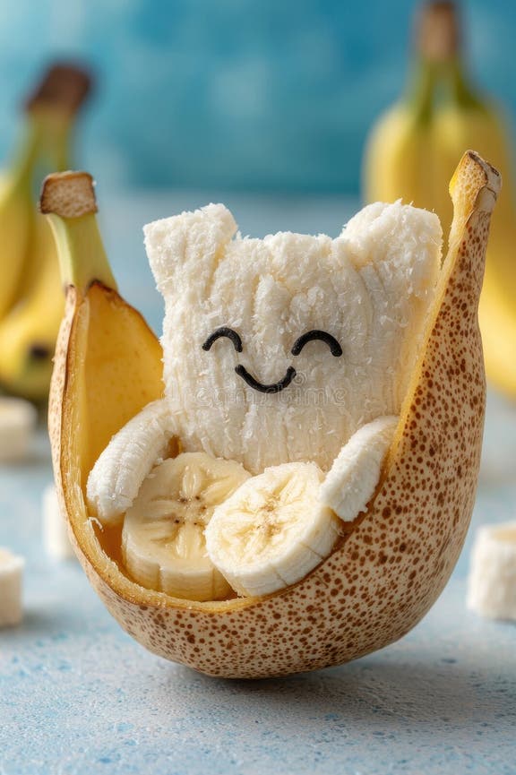 Smiling Banana with Coconut Shreds Stock Illustration - Illustration of ...