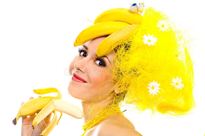 Banana lady stock image. Image of glass, camomile, food - 2109993