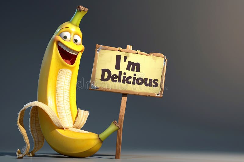 Smiling Banana with a Panel, AI Generated Stock Illustration ...