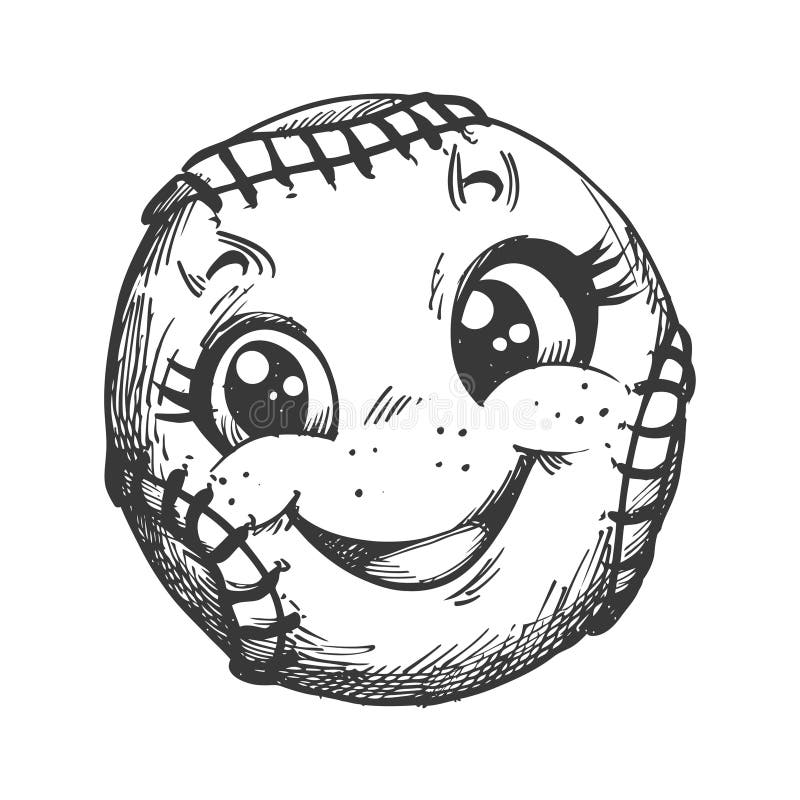 Adorable Baseball Character with Big Eyes, Smiling Face Stock Vector ...