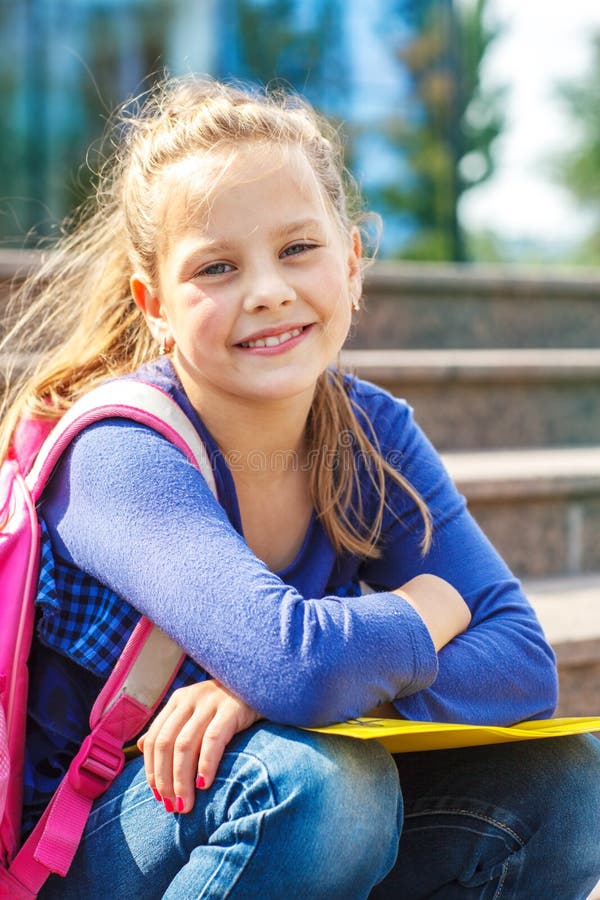 Smiling Basic School Student Stock Image - Image of outside, education ...