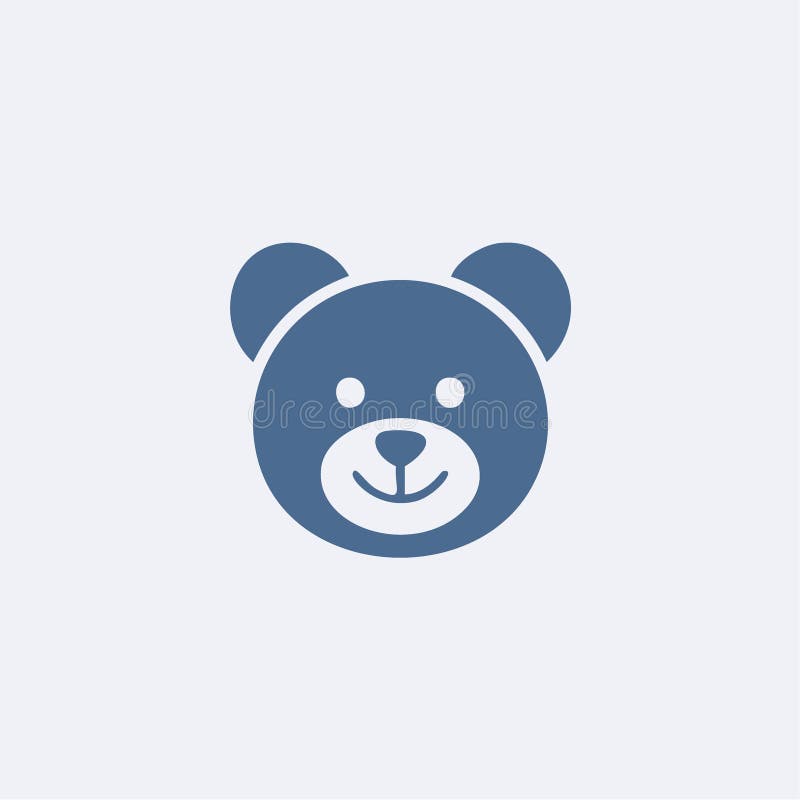 Smiling Bear Face Icon. Simple Blue Bear Face Icon Illustration on a ...