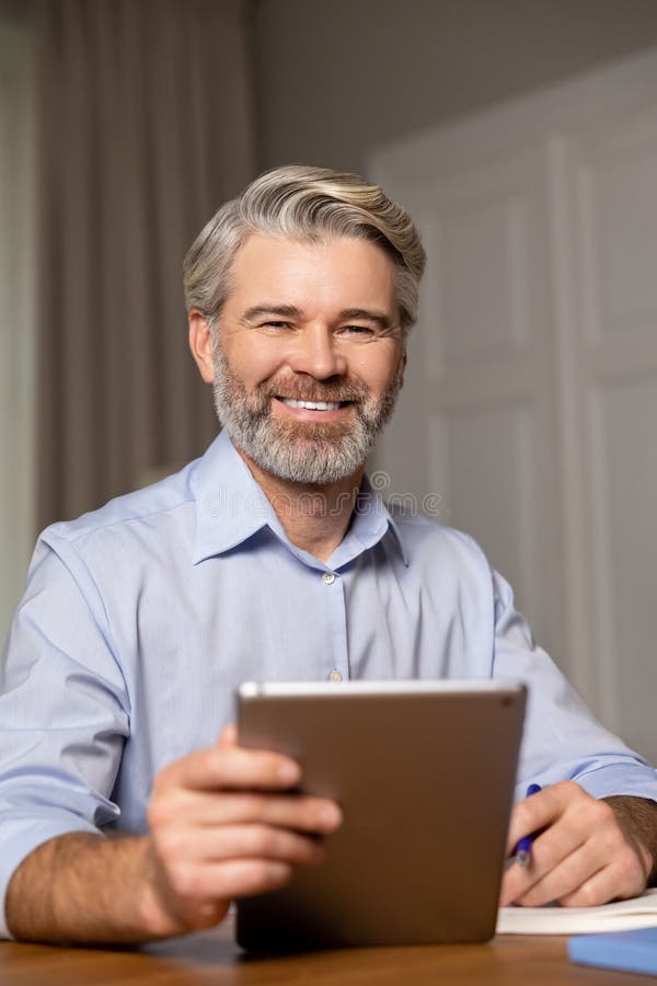 Smiling Bearded Caucasian Man Looking Confident and Determined Stock ...