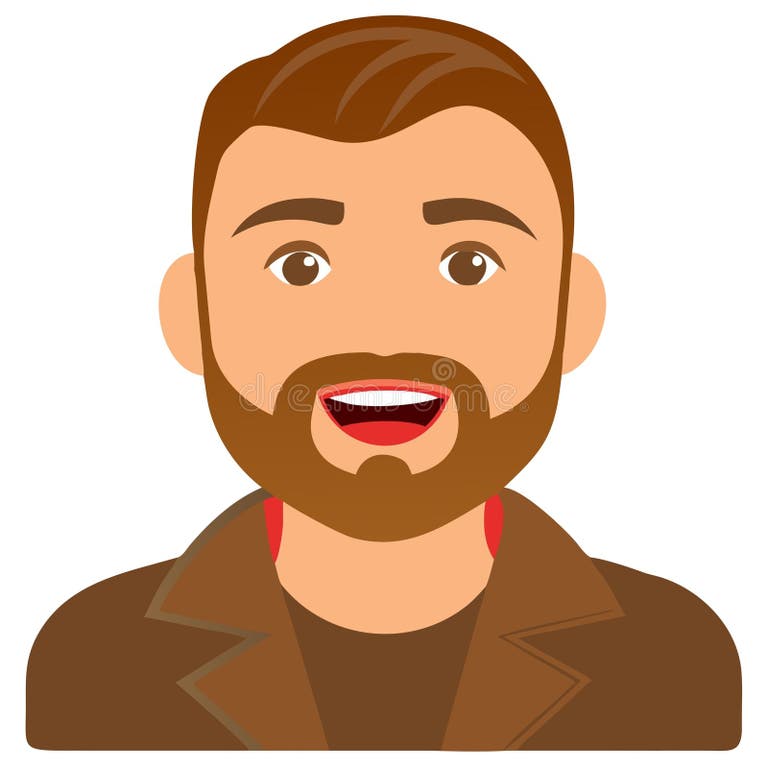 Smiling Bearded Man Brown Jacket Vector Illustration for Profile ...