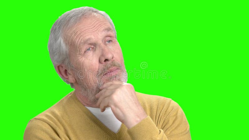 Smiling Bearded Man Thinking, Green Screen. Stock Footage - Video of ...