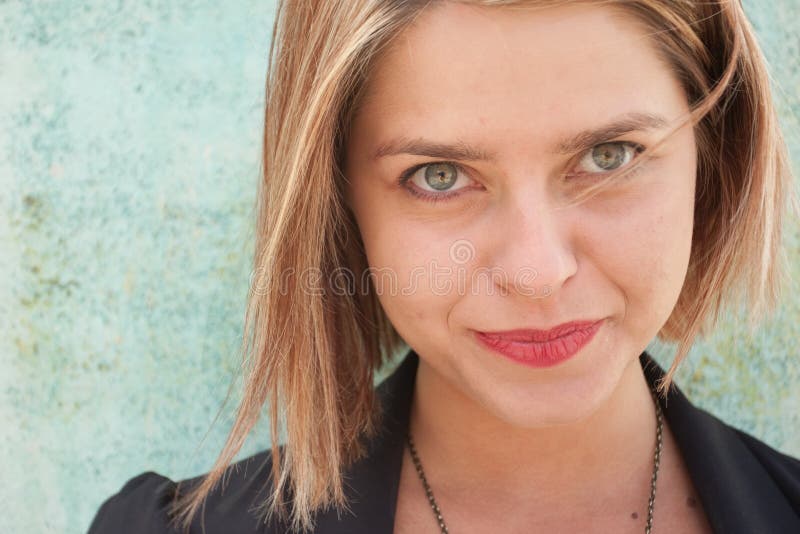 Smiling Beautiful Blonde Woman Staring Stock Image - Image of grinning ...