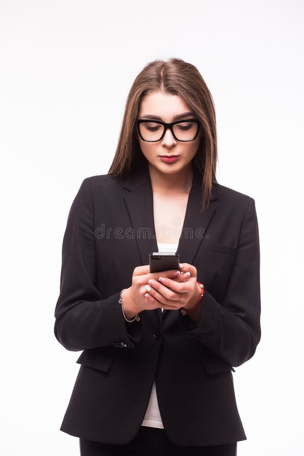 Smiling Beautiful Business Woman Texting with Her Phone Stock Image ... Smiling Beautiful Business Woman Texting with Her Phone Stock Image ...