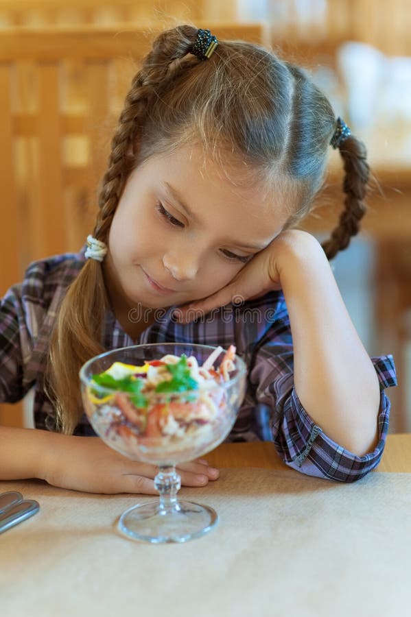 Smiling Beautiful Girl with Bowl Stock Image - Image of children ...