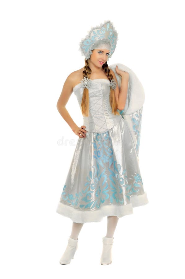 Smiling Beautiful Snow Maiden Stock Photo - Image of lovely, braid ...