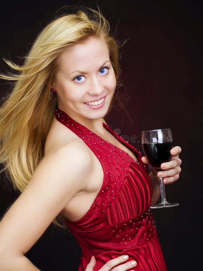 Smiling Beautiful Woman Holding Wine and Celebrati Stock Image - Image ... Smiling Beautiful Woman Holding Wine and Celebrati Stock Image - Image ...