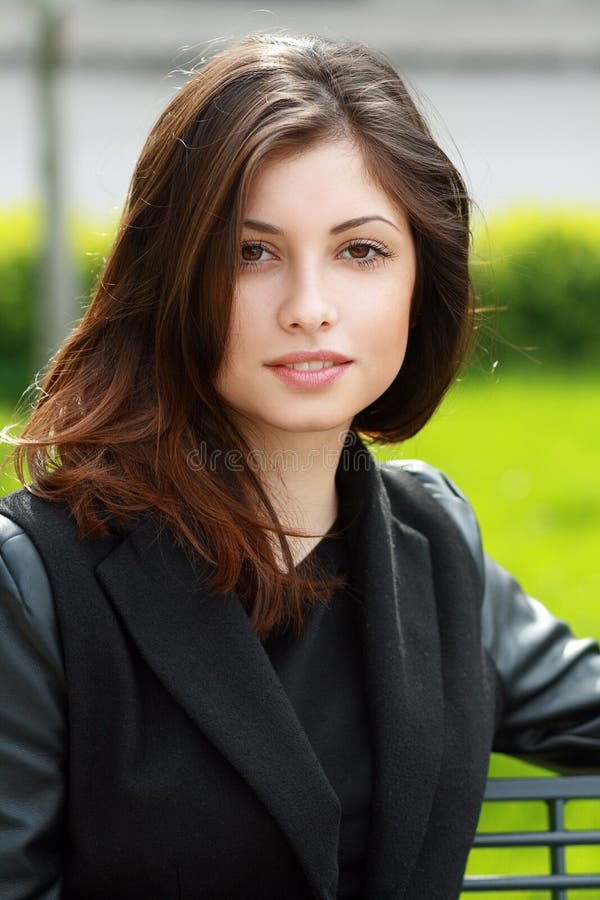 Young Beautiful Brunette Television Announcer at Studio during Live ...