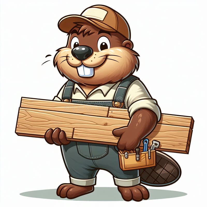 Smiling Beaver Builder with a Tool Belt Stock Illustration ...