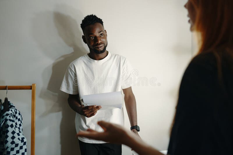 Handing Document in Office Interaction Setting Stock Image - Image of ...