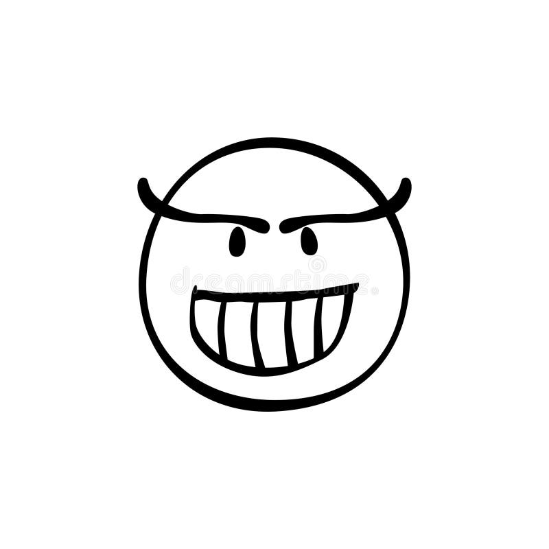 Smiling Black and White Cartoon Face with Mischievous Expression and ...