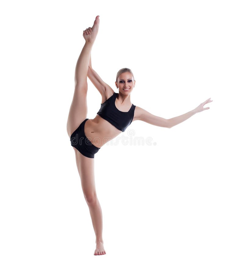 Flexible Pretty Blonde Posing on Vertical Splits Stock Image - Image of body, split: 40031065