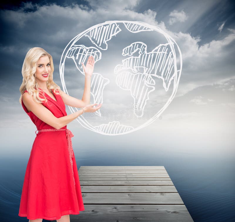 Smiling blonde presenting stock photo. Image of caucasian - 37078270