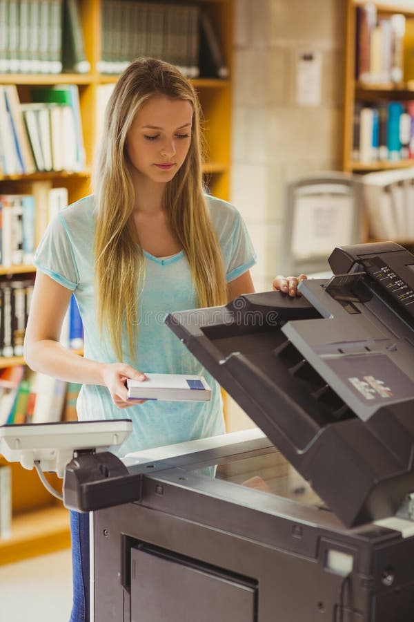 Smiling Blonde Student Making a Copy Stock Image - Image of literature ...