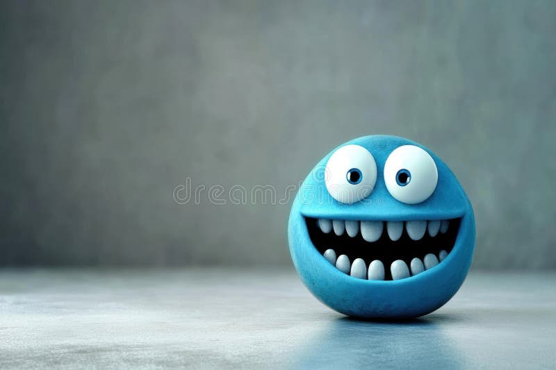Smiling Blue Creature with Big Teeth - Funny 3D Animation Stock ...
