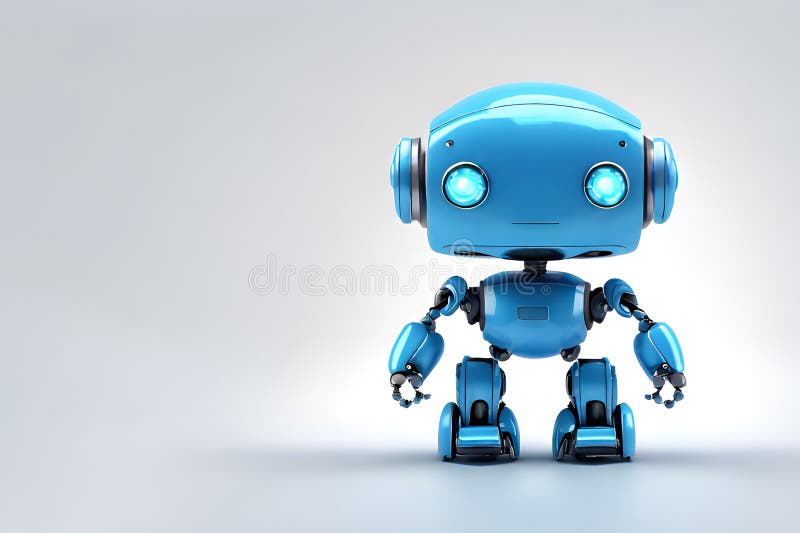 Smiling Blue Robot. Illustration with Place for Text Stock Illustration ...