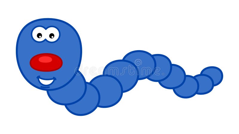 A Smiling Blue Worm in Profile on a White Background - Vector Stock ...