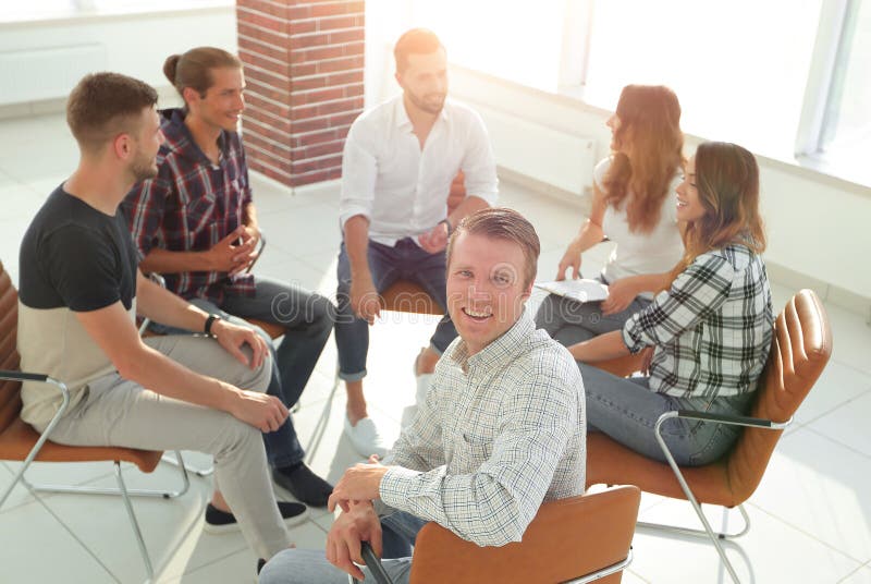 Smiling Boss Sitting at the Workshop Stock Image - Image of creative ...