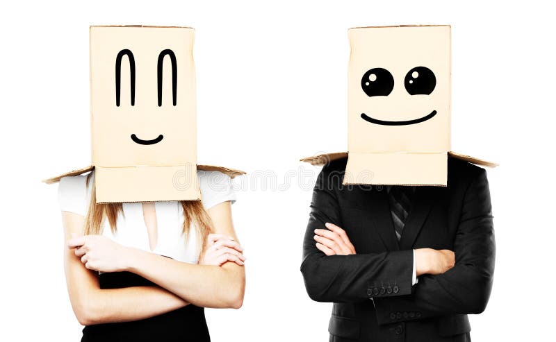 Smiling box on head stock photo. Image of businessman - 56275900
