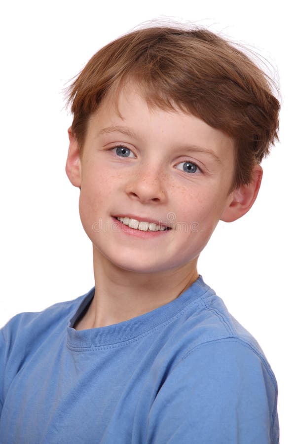 Headshot of Smiling Tween Boy Stock Image - Image of color, casual ...