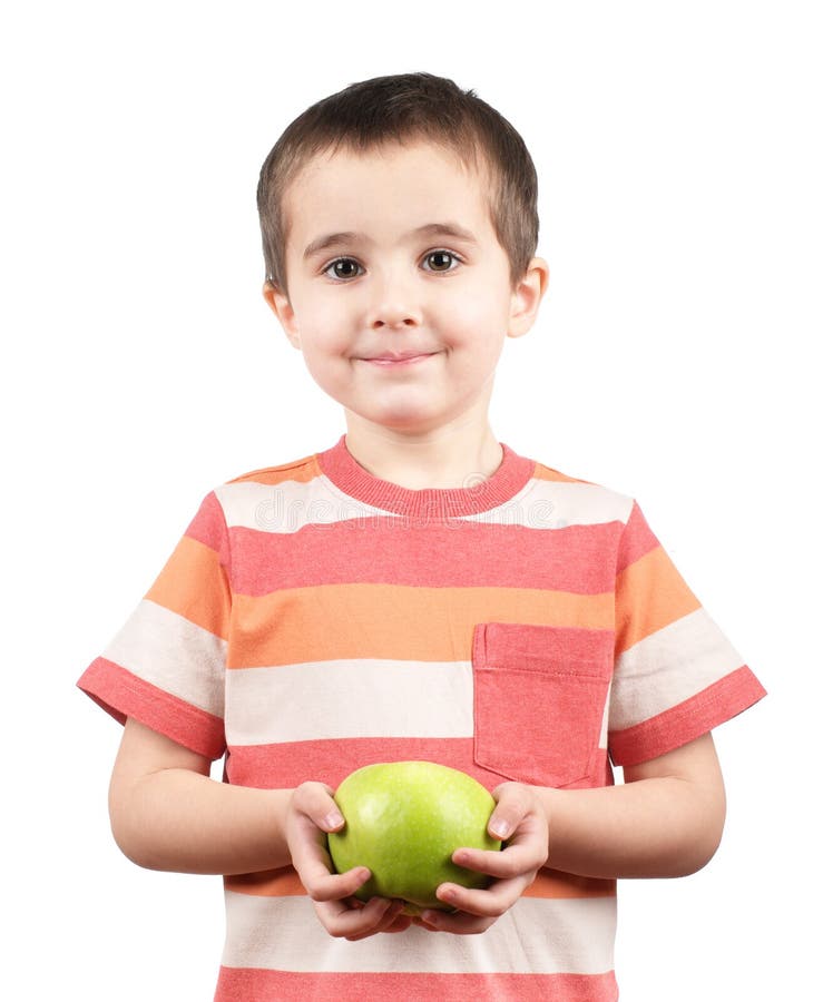 Smiling boy with apple stock image. Image of person, waist - 18040125